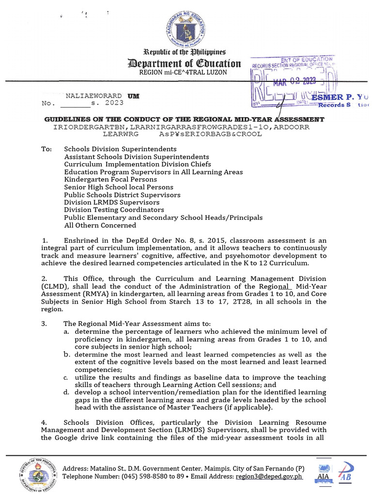 Regional Mid-Year Assessment Guide | PDF