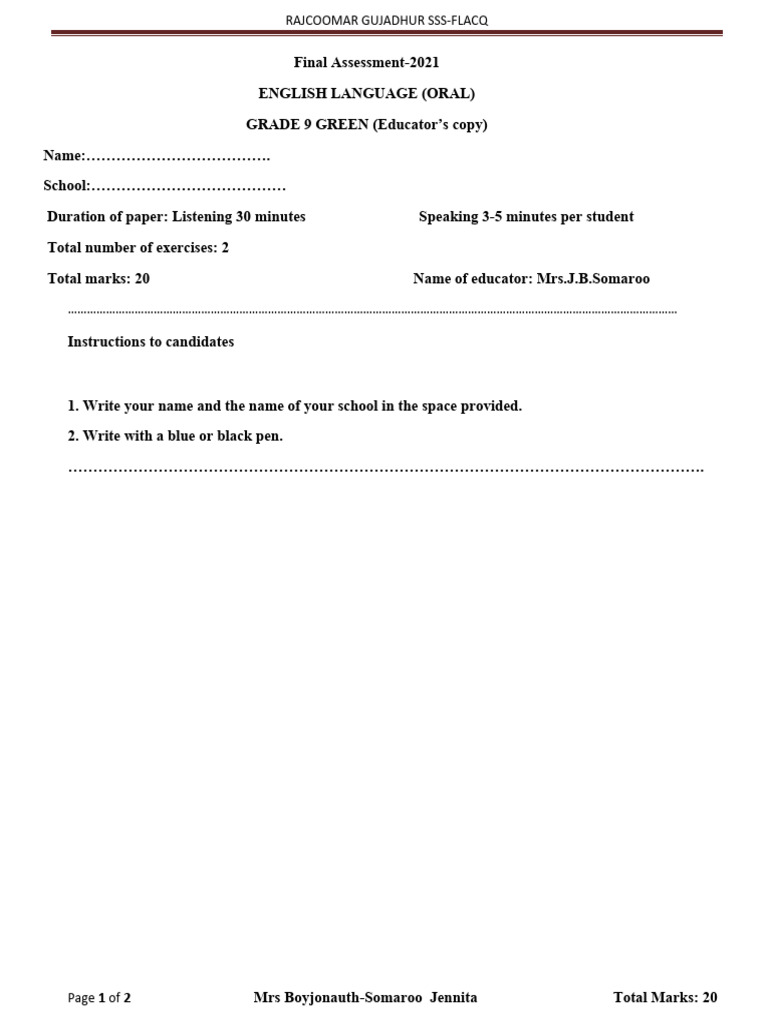 Grade 9-Section A Extended Paper | PDF