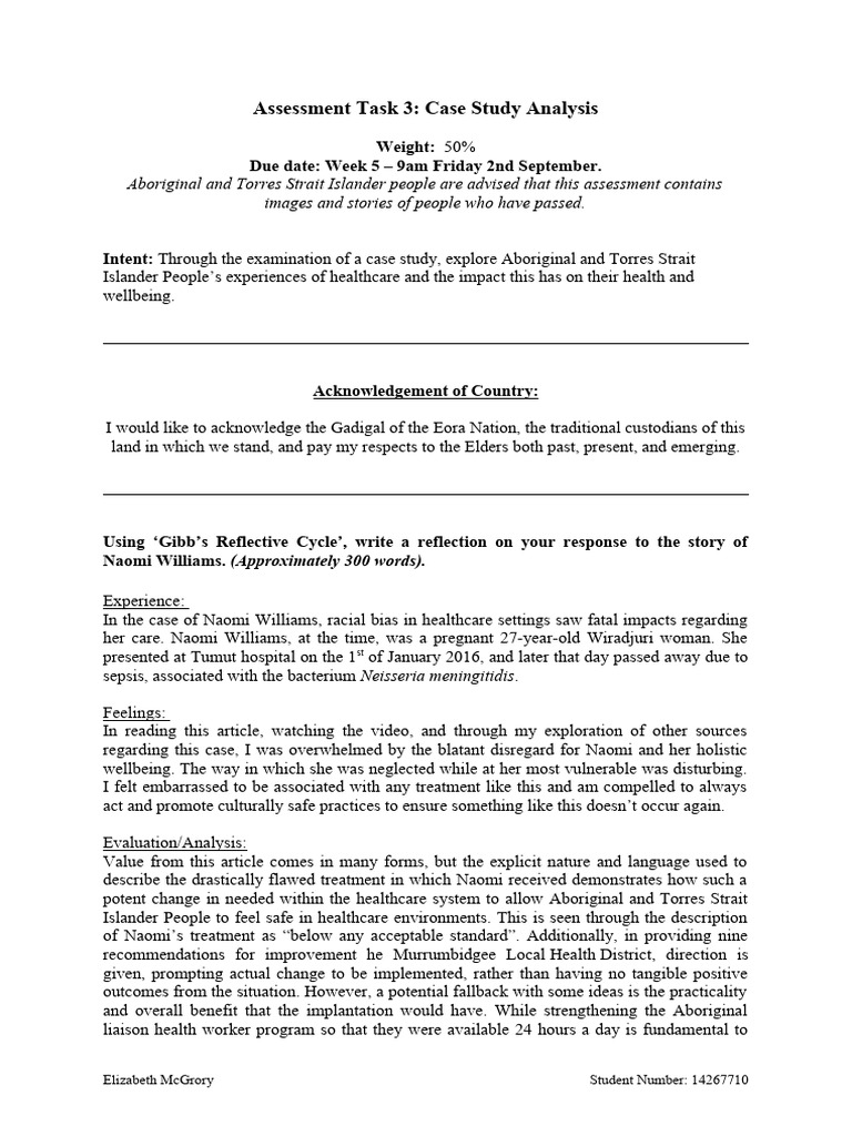 IHW A3 Case Study - 14267710 | Download Free PDF | Nursing | Indigenous Australians