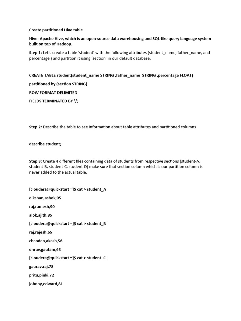 Lab 6 - Hive | PDF | Table (Database) | Computing Lab 6 - Hive | PDF | Table (Database) | Computing