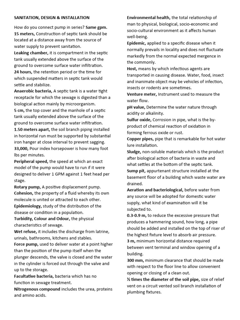 Sanitation, Design & Installation | PDF | Plumbing | Pump