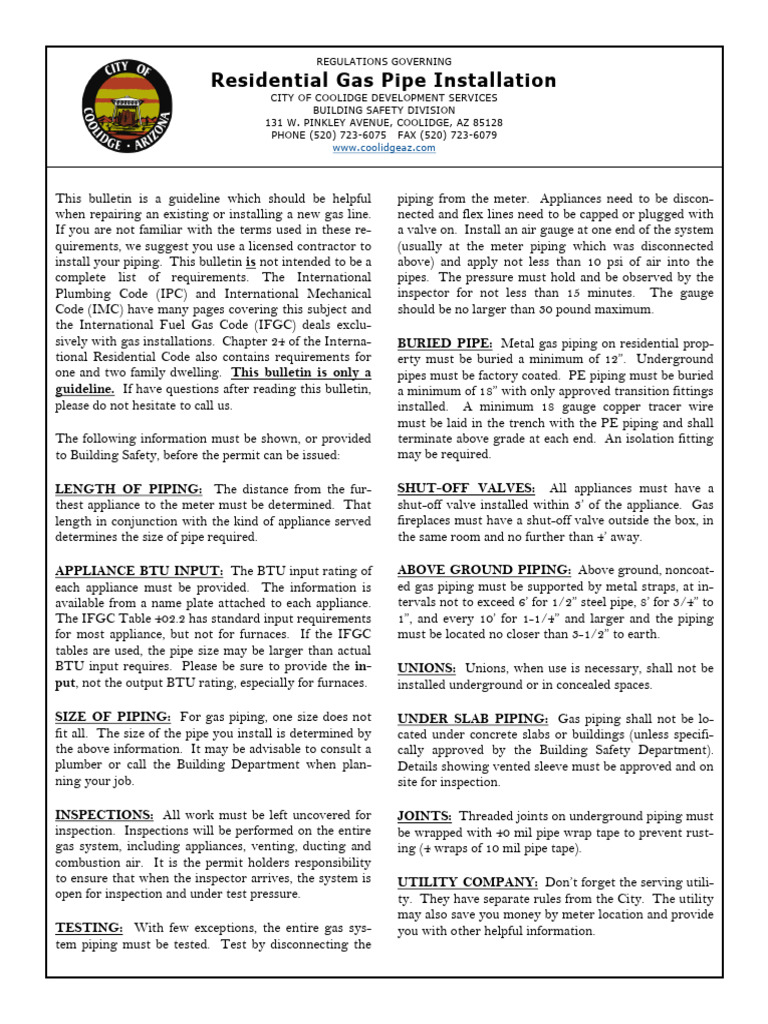 Residential Gas Pipe Installation | PDF