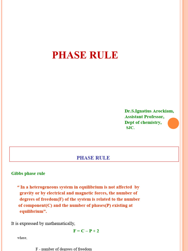 Phase Rule | PDF | Phase Rule | Phase (Matter) Phase Rule | PDF | Phase Rule | Phase (Matter)