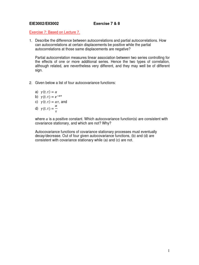 EII3002 Exercise 7 & 8 | PDF | Coefficient Of Determination | Autocorrelation