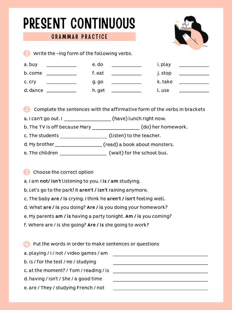 Present Continuous Exercises | PDF