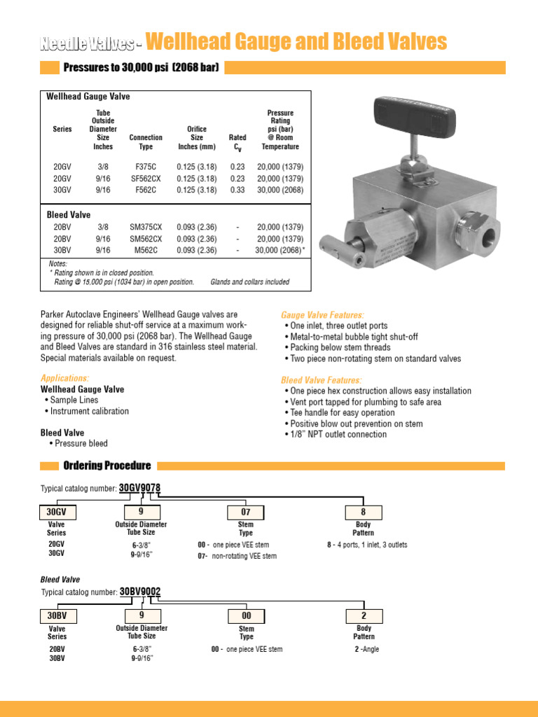 Wellhead Bleed and Gauge Valve Catalog | PDF | Valve | Mechanical ...