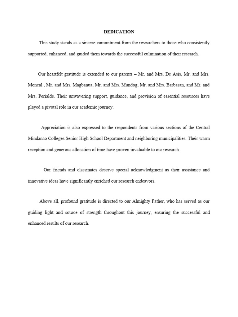 Gratitude in Research Dedication | PDF