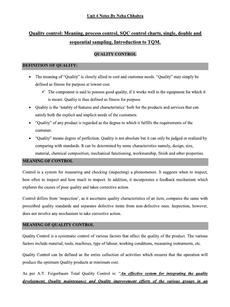 Quality Control | PDF