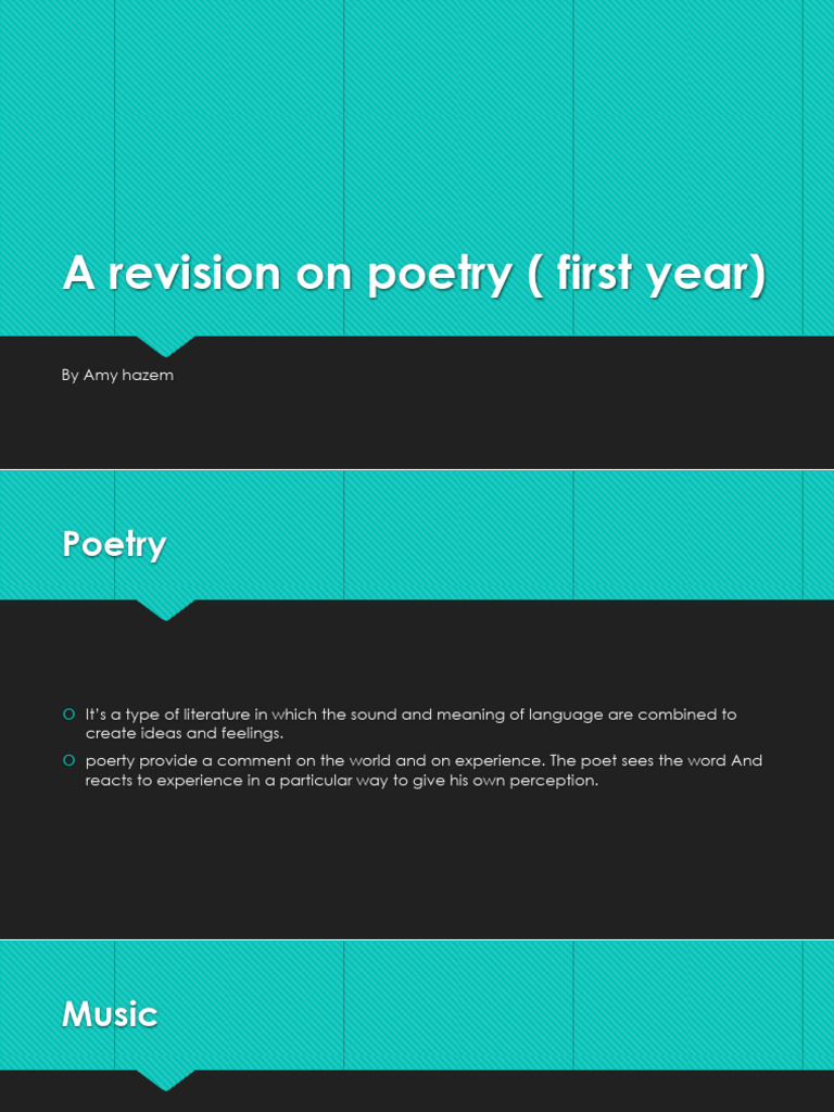 Revision On Poetry (First Year) | PDF | Poetry | Metre (Poetry)