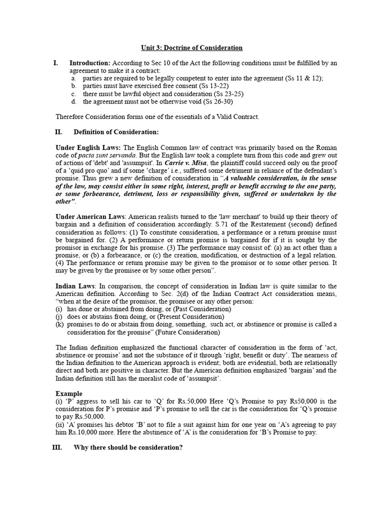 Unit 3 - Consideration | PDF