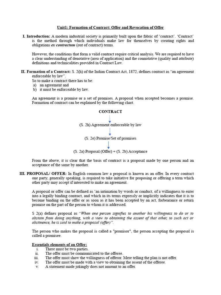Unit1 - Offer | PDF | Offer And Acceptance | Legal Concepts