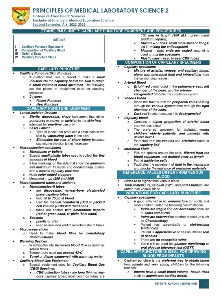 PMLS 2 Unit 7 | PDF | Vein | Artery