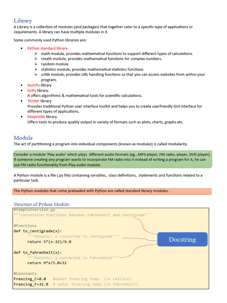 Python Library And Modules Pdf Python Programming Language Modular Programming 