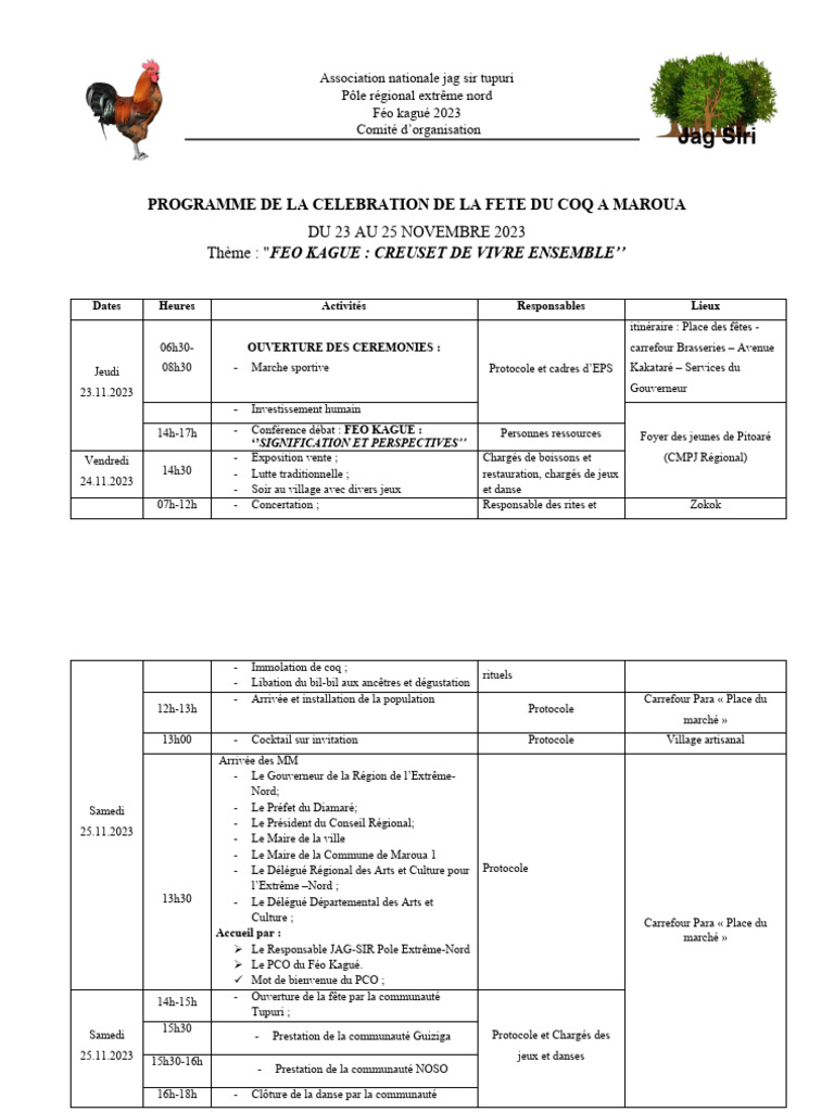Célébration Féo Kagué à Maroua 2023 | PDF