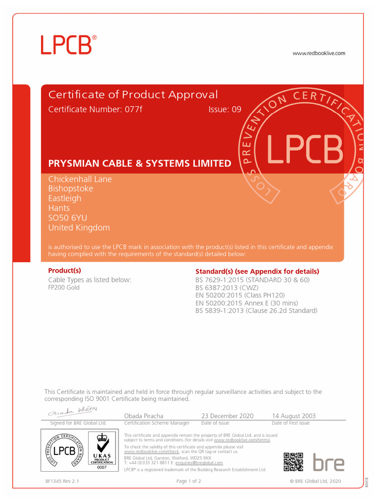 LPCB Prysmian FP200GOLD | PDF | Technology & Engineering