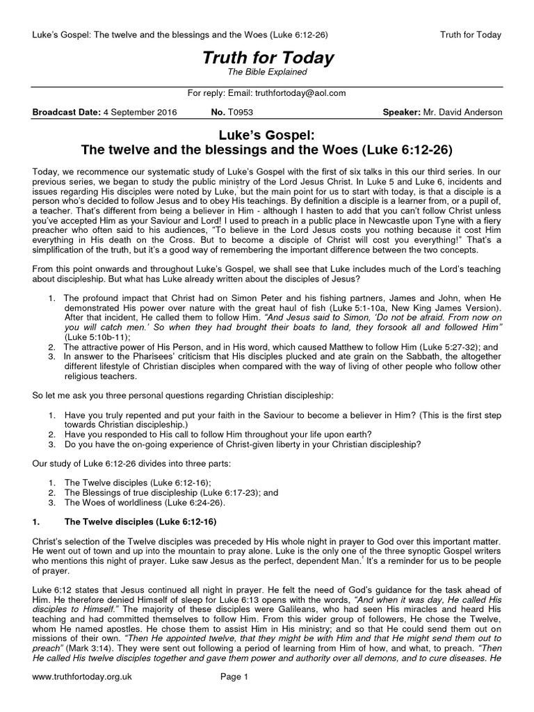 T0953 The Twelve and The Blessings and The Woes | PDF | Jesus | John ...