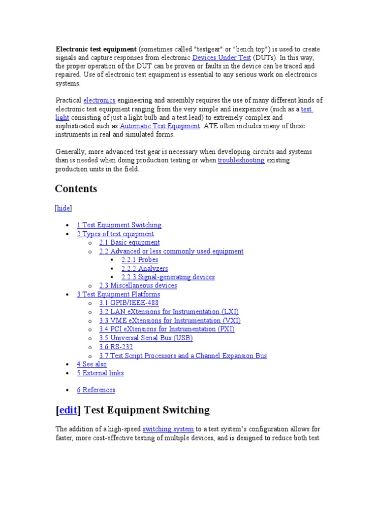 Electronic Test Equipment | PDF | Technology & Engineering