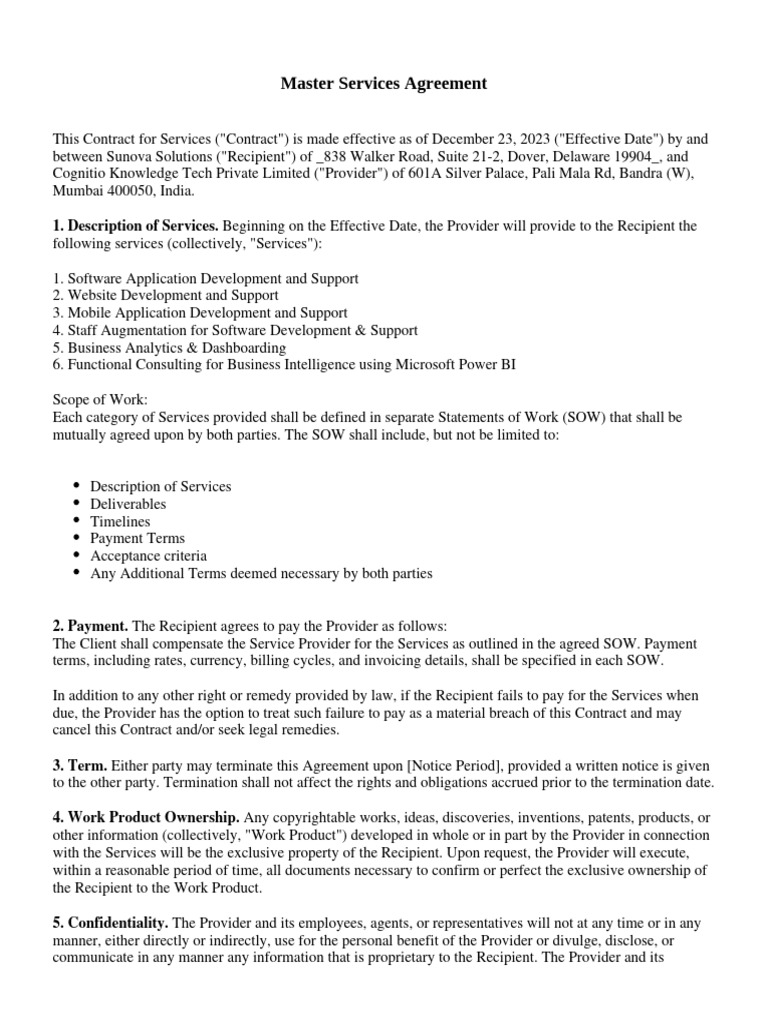 General Contract For Services | PDF | Indemnity | Arbitration