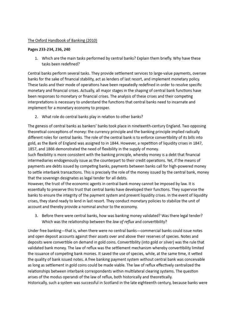 The Oxford Handbook of Banking | Download Free PDF | Federal Reserve ...