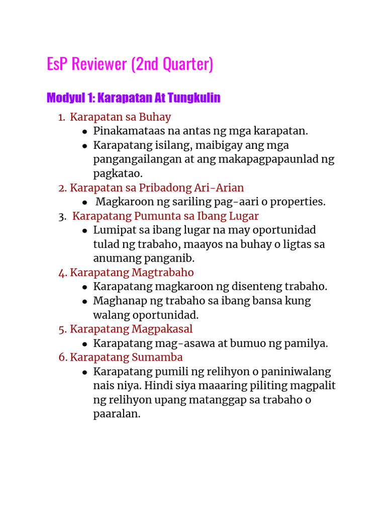 EsP-reviewer-Quarter-2 | PDF