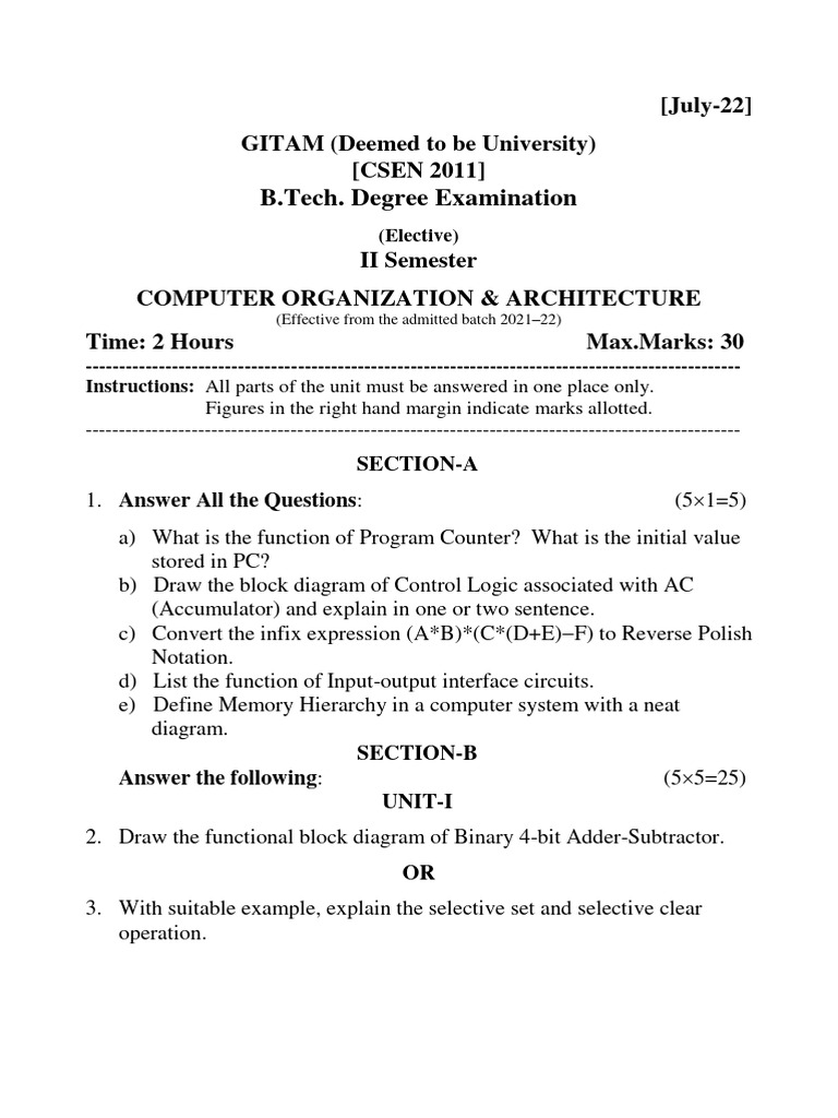 Csen2011 - Computer Organization & Architecture | Download Free PDF ... Csen2011 - Computer Organization & Architecture | Download Free PDF ...