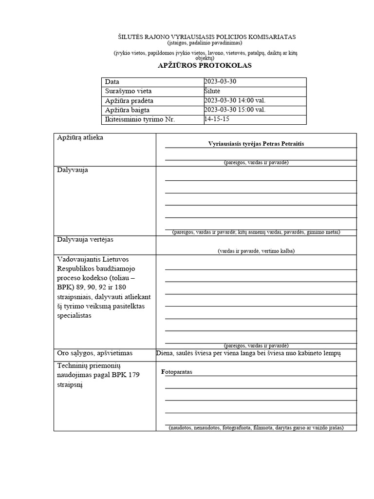 Apziuros - Protokolas 2 | PDF