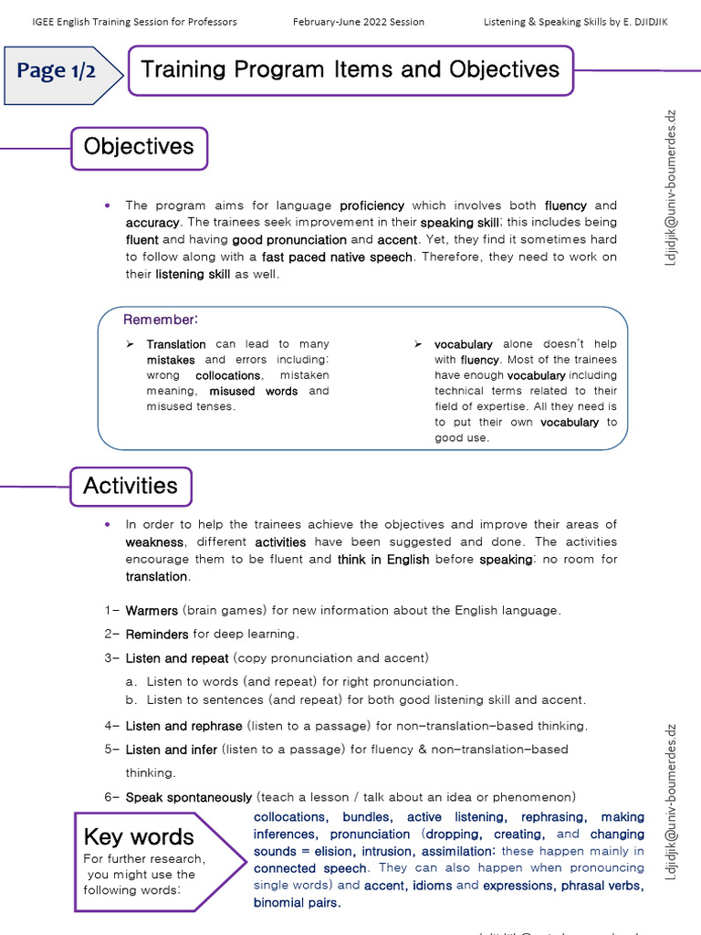 Language Proficiency Training Guide | PDF | English Language | Fluency