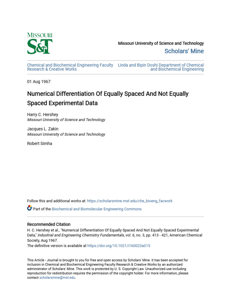 Numerical Differentiation of Equally Spaced and Not Equally Space | PDF ...