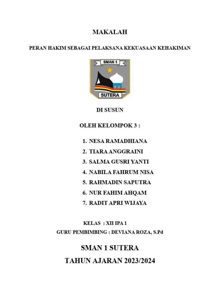 Makalah Peran Hakim | PDF