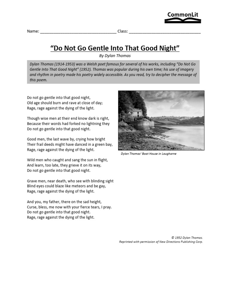 Do Not Go Gentle | PDF | Poetry