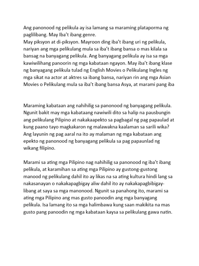Ang Panonood NG Pelikula Ay Isa Lamang Sa Maraming Plataporma NG ...