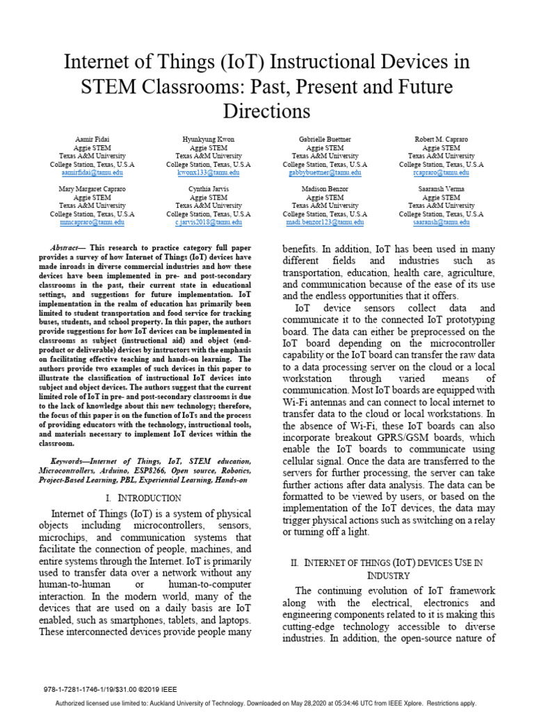 Internet of Things (IoT) Instructional Devices in | PDF | Internet Of ...