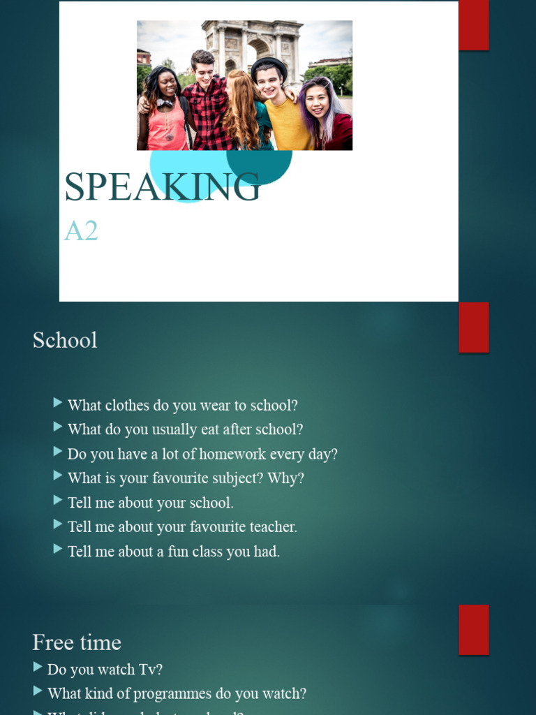 Speaking Practice A2 For Schools Conversation Topics Dialogs Picture ...