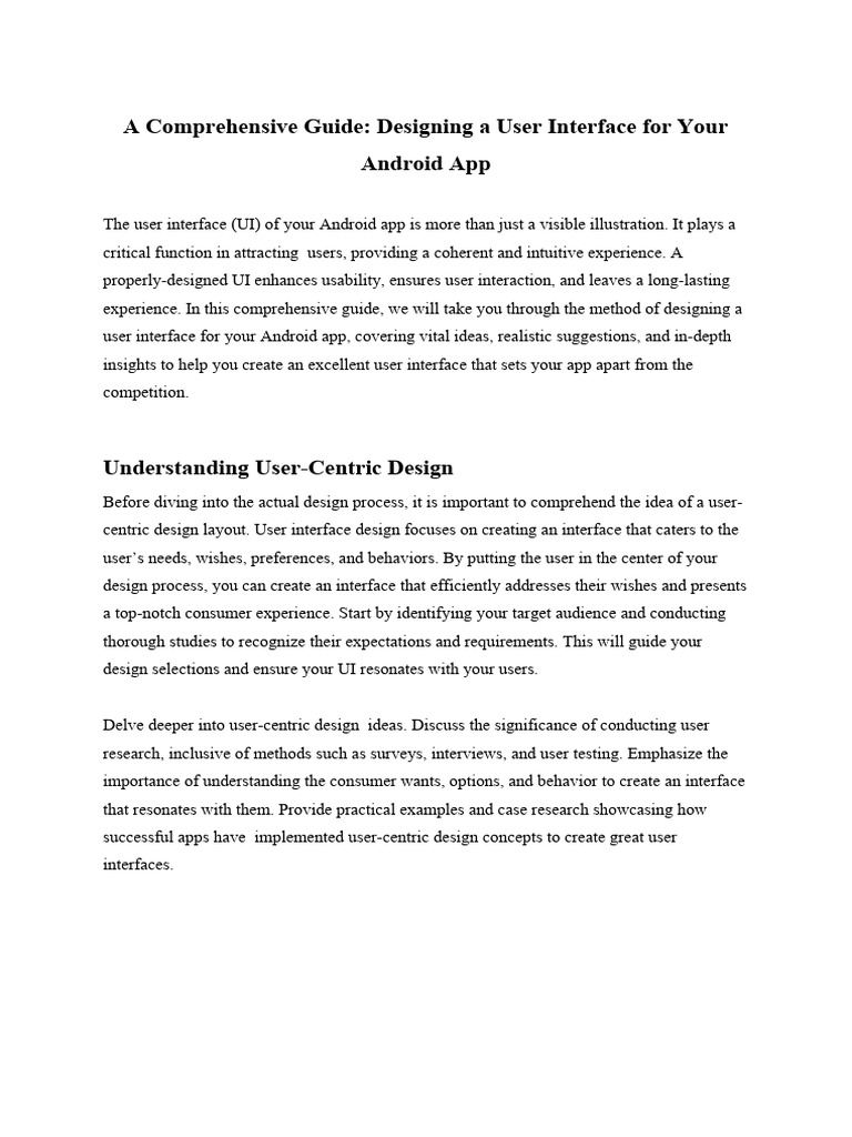 Android App UI Design Guide | PDF | Usability | User Interface