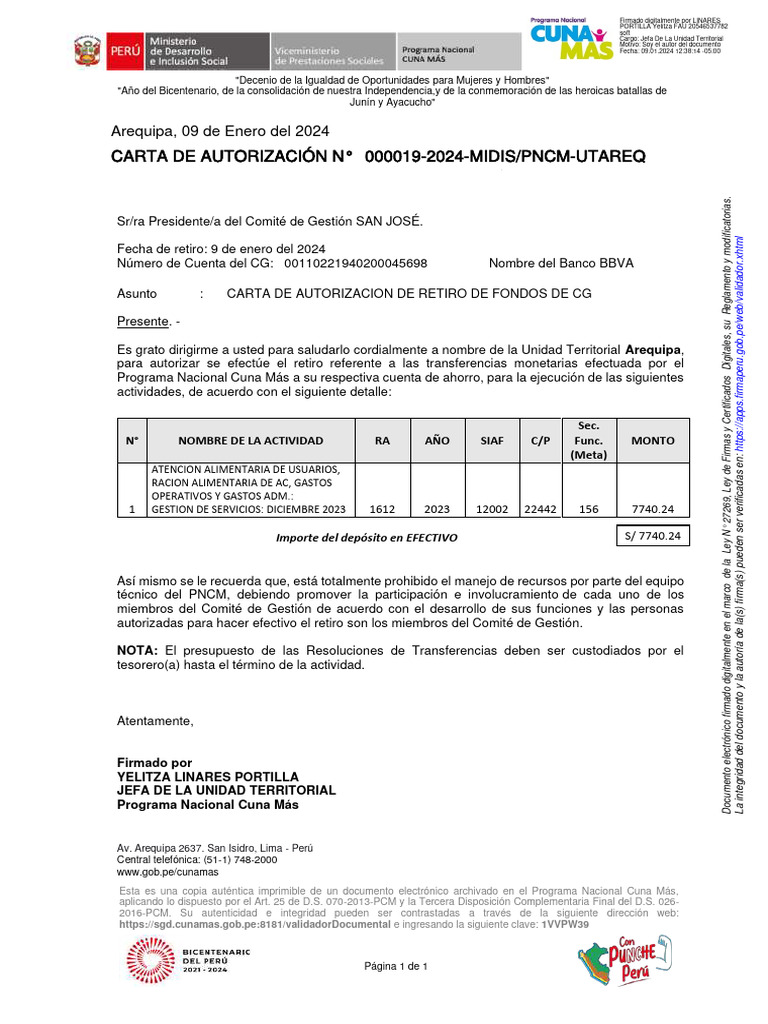 Carta de Autorización 000019 2024 Utareq SJ | PDF Carta de Autorización 000019 2024 Utareq SJ | PDF