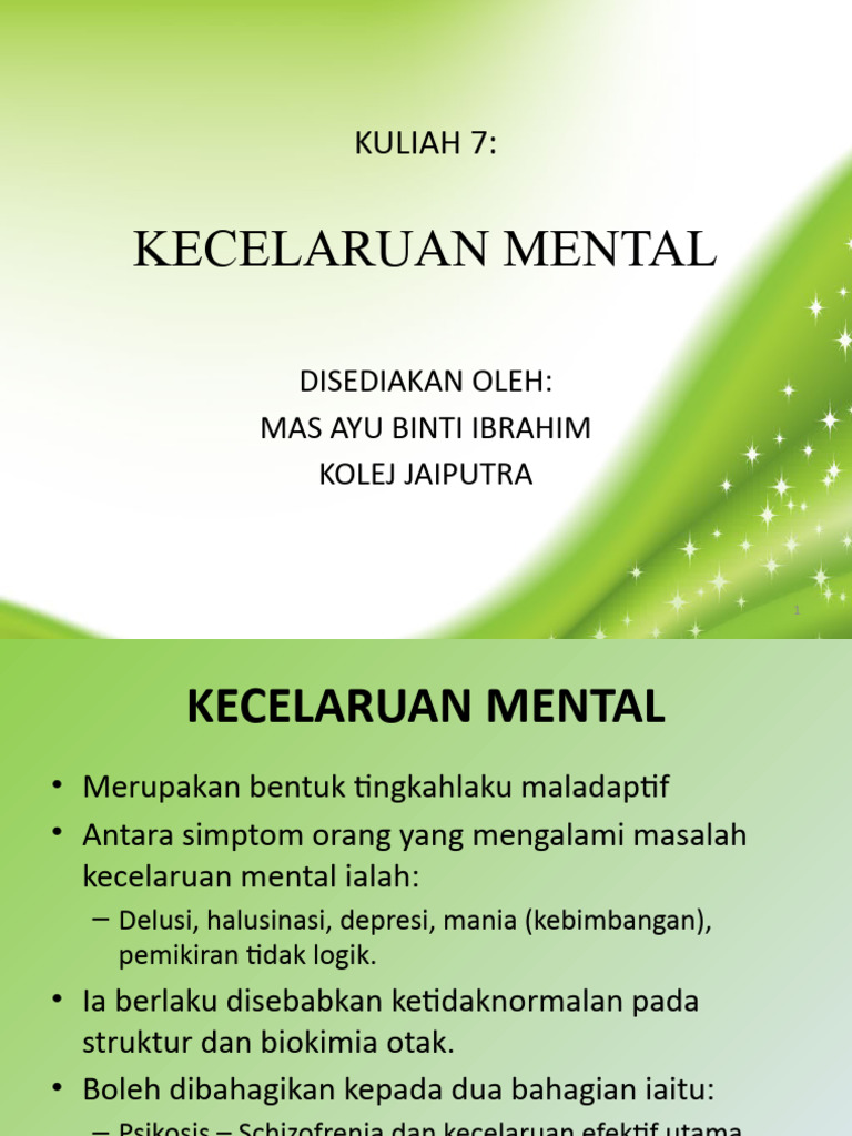 Kuliah 8 - Kecelaruan Mental | PDF