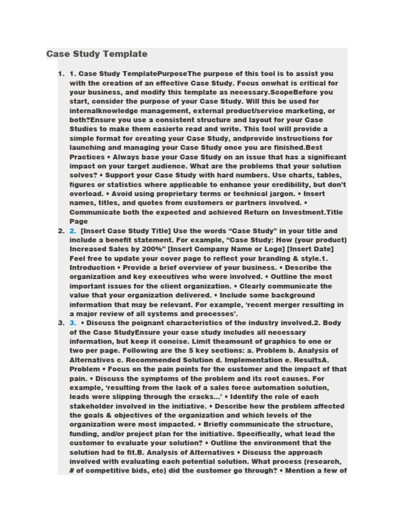 Case Study Template | PDF | Business | Economies