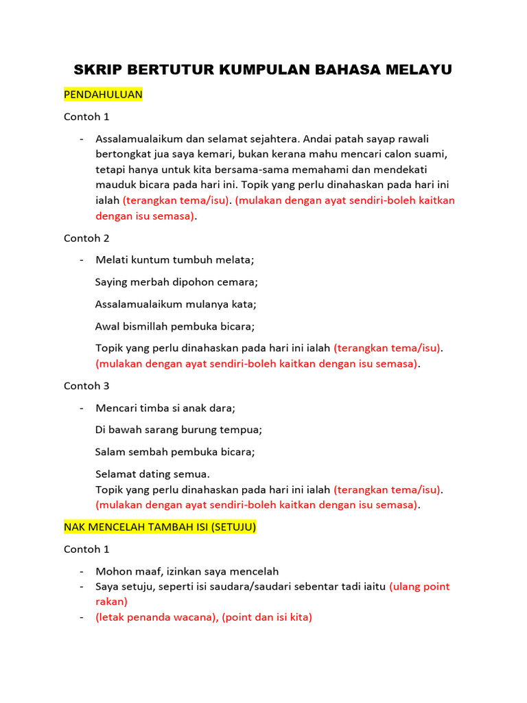 Contoh Skrip Bertutur Kumpulan BM SPM | PDF | Puisi