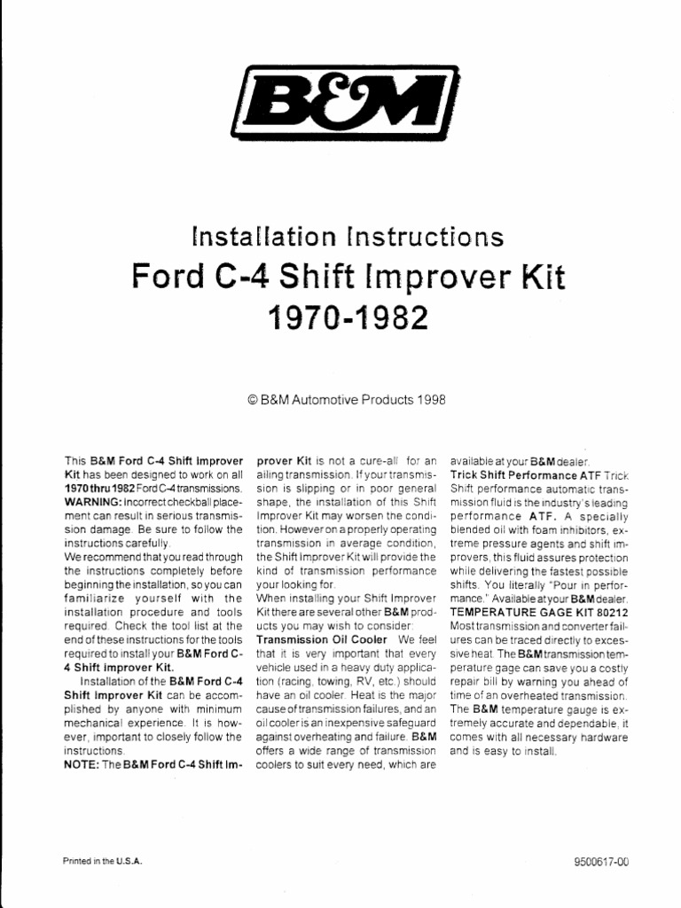 B&M C4 Shift Kit Installation | PDF