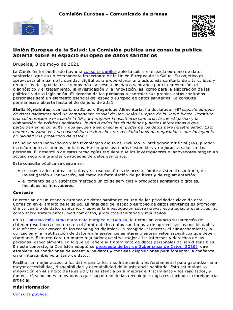 Uni_n_Europea_de_la_Salud__La_Comisi_n_publica_una_consulta_p_blica_abierta_sobre_el_espacio ...