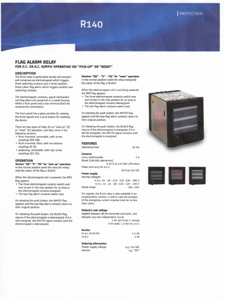 ALSTOM R140 Flag Relay | PDF