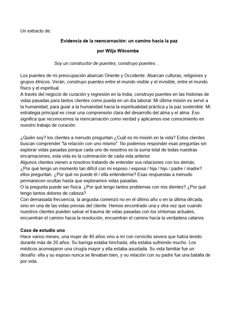 Un Camino Hacia La Paz. Wilja Witcombe | PDF | Reencarnación | Paz