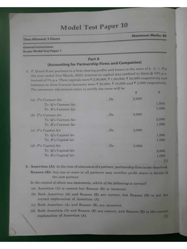 Sample Paper Accountancy | PDF