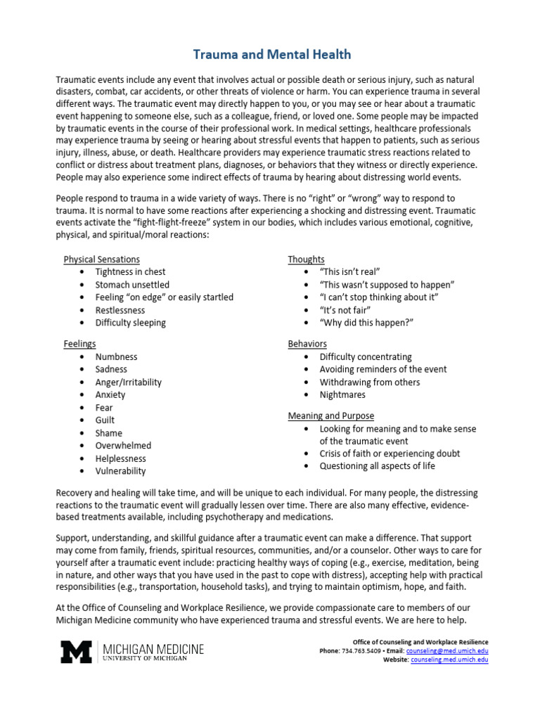 Trauma and Mental Health | PDF | Psychological Trauma | Abnormal Psychology