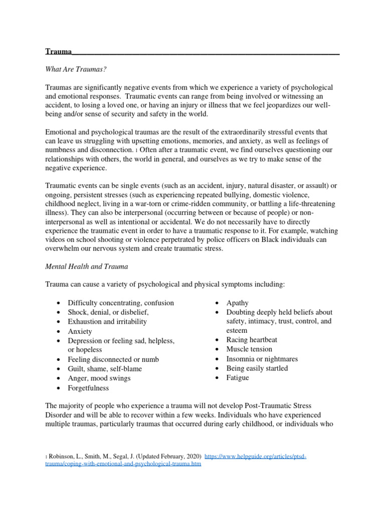 Understanding Trauma and Recovery | PDF