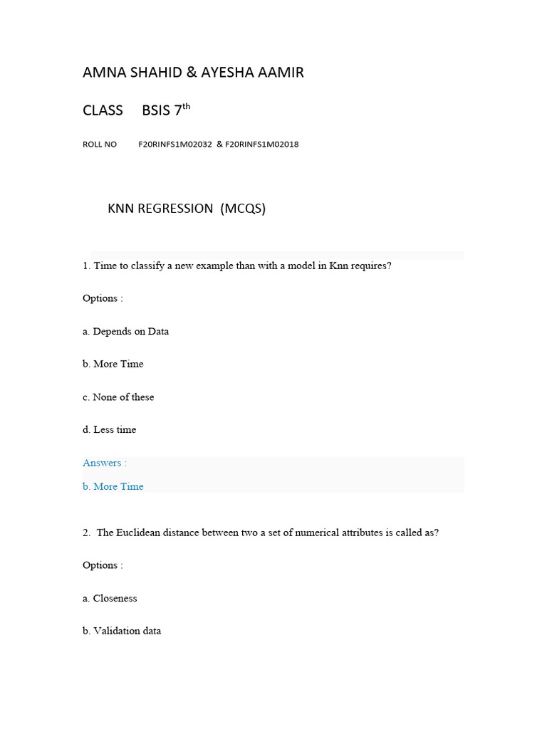 AMNA SHAHID - Docx MCQS | PDF | Statistical Classification | Data Analysis