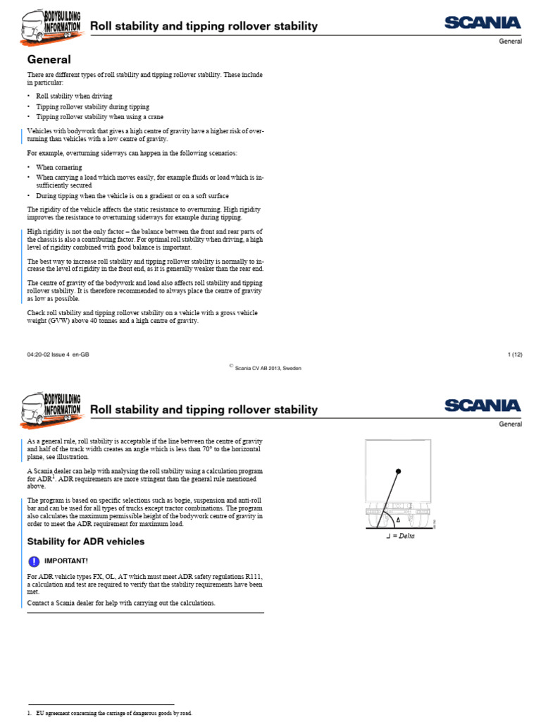 Tipper Truck Stability and Rollover Factors | PDF