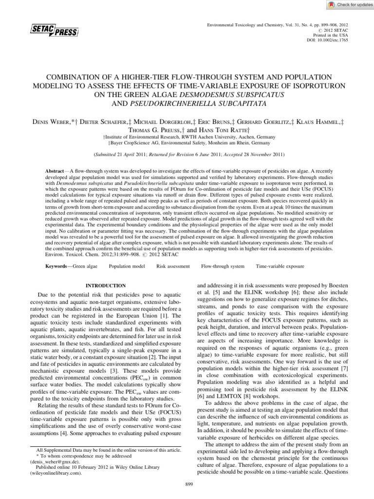 Enviro Toxic and Chemistry - 2012 - Weber - Combination of A Higher ...