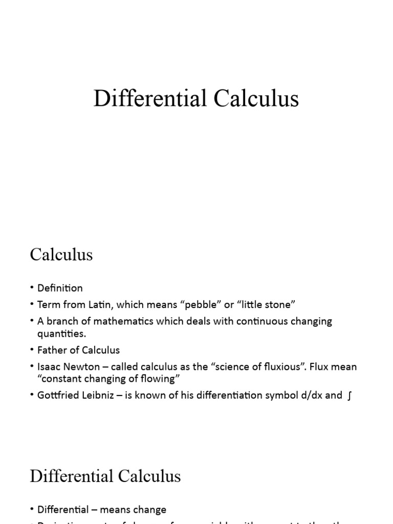 Differential Calculus | PDF | Derivative | Calculus