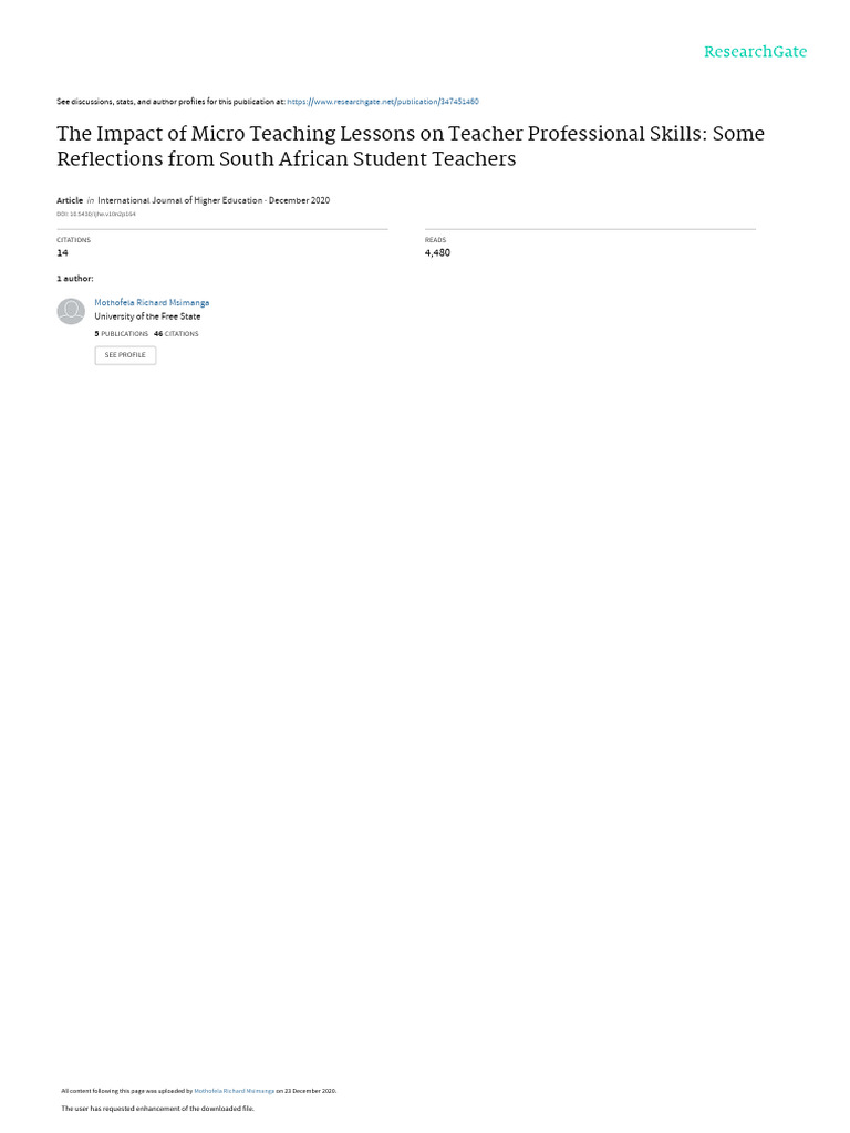 The Impact of Micro Teaching Lessons On Teacher Professional Skills ...